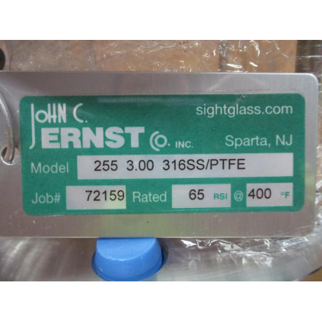 John C. Ernst 255 3.00 316SSPTFE Sight Flow Indicator - New No Box