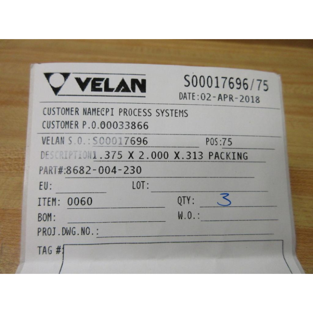 Velan 8682-004-230 Packing 8682004230 (Pack of 3)