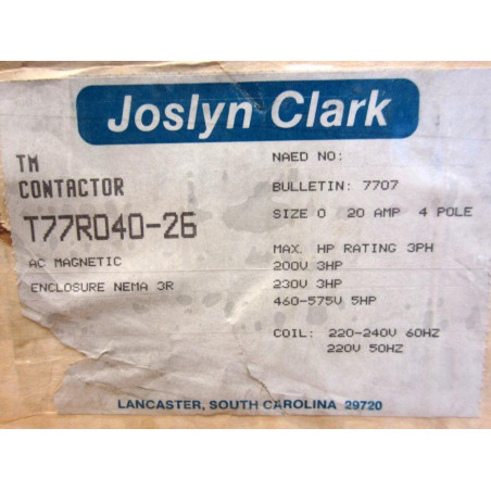 Joslyn Clark T77R040-26 TM Contactor T77R04026
