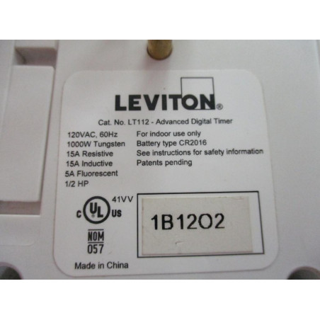Leviton LT112 Advanced Digital Timer - New No Box