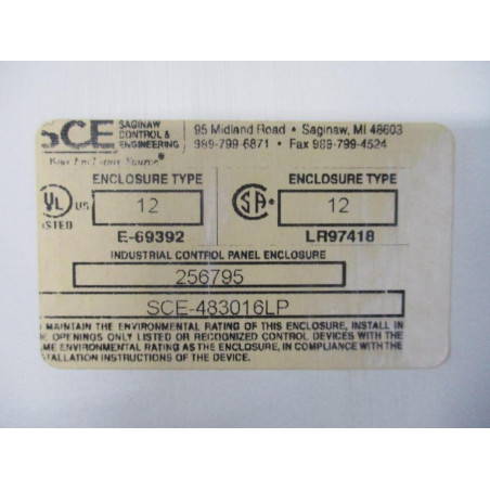 Saginaw Control & Engineering SCE-483016LP SCE Control Panel Enclosure ...