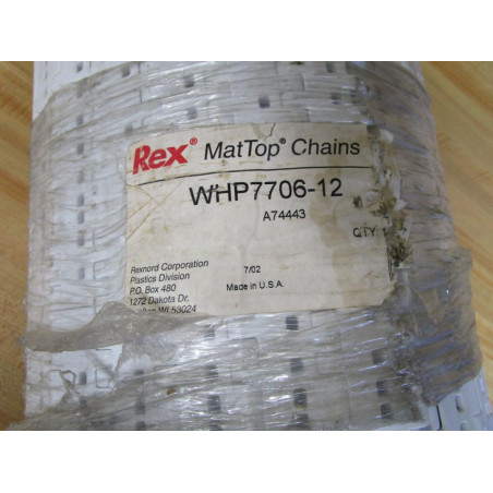 Rexnord WHP7706-12 MatTop Chain A74443 10' Length, Missing Links - New ...