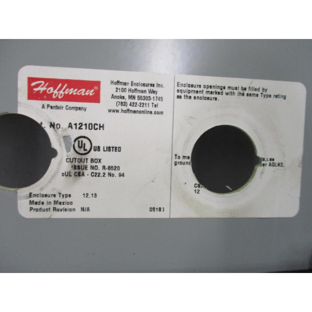 Hoffman A1210CH Enclosure 12 x 10 x 5 WLock Box - Used