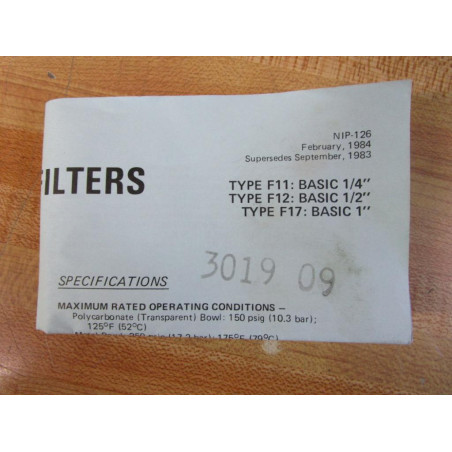 Norgren 3019-09 Compressed Air Filter Repair Kit 301909 Gaskets Only ...