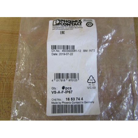 Phoenix Contact VS-A-F-IP67 Panel Mount Frame VSAFIP67 (Pack of 3)