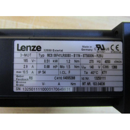 Lenze MCS 06F41LRS0B0-B11N-ST5S00N-R2SU Synchronous Servo Motor - New ...