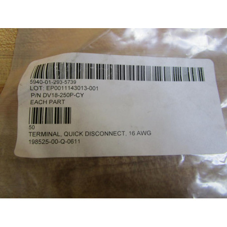 Panduit DV18-250P-CY Quick Disconnect Terminal (Pack of 50) - New No Box