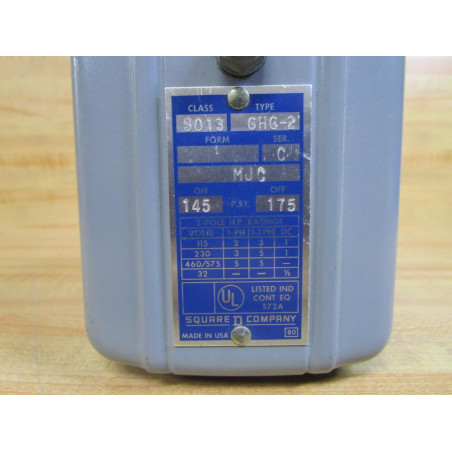 Square D 9013-GHG-2 Schneider Electric Pressure Switch 9013GHG2 - New ...