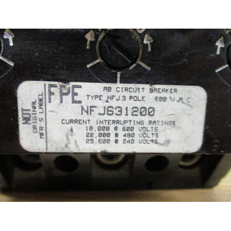 FPE NFJ631200 200 Amp Circuit Breaker Chipped Corner - Used