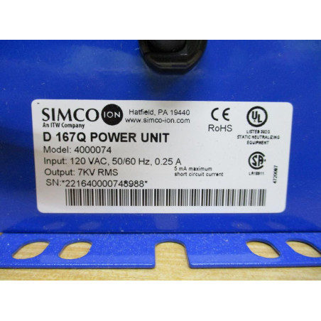 Simco Ion 4000074 Power Unit D 167Q - New No Box