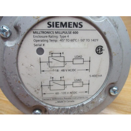 Siemens PBD-51033930 Milltronics Millpulse 600 Sensor - Used