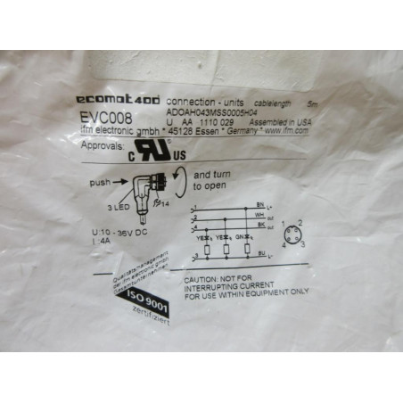 IFM Efector ADOAH043MSS0005H04 Female Cordset EVC008