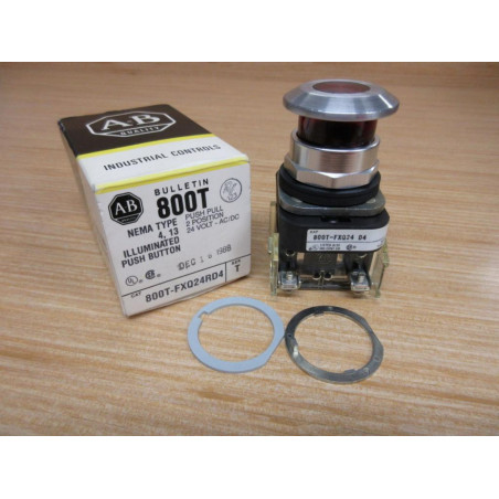 Allen Bradley 800T-FXQ24RD4 Push Button W 800T-Blank, 800T-XD4