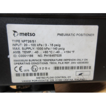 Metso NP726S1 Neles Pneumatic Positioner W Mounting Bracket - Used