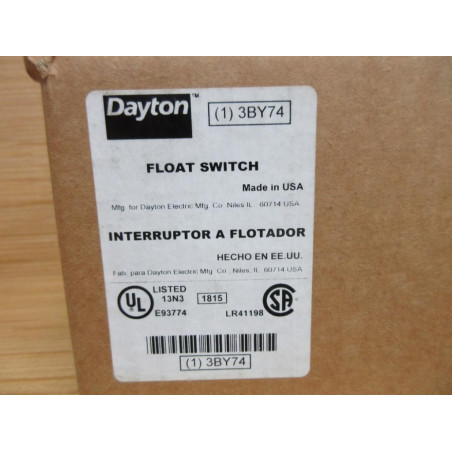 Dayton 3BY74 Float Switch