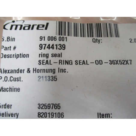 Marel 9744139 Ring Seal - New No Box