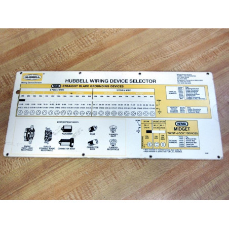 Hubbell ASC8245 Wiring Device Selector wPull-Out Chart H4387 - New No Box