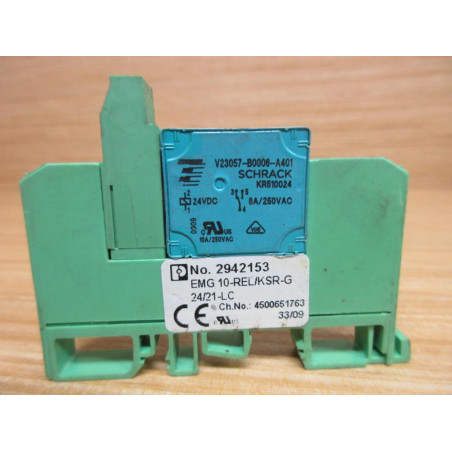 Phoenix 2942153 Relay Module EMG 10-RELKSR-G 2421-LC WKR510024 - Used