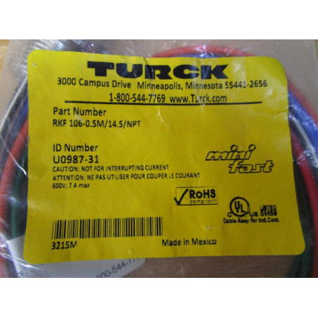 Turck RKF 106-0.5M14.5NPT Minifast Female Receptacle U0987-31
