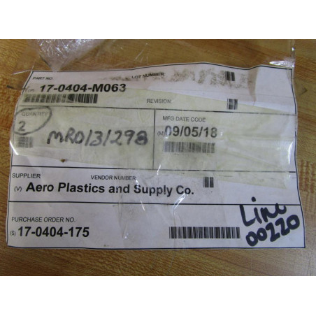 Aero Plastics 17-0404-M063 Transfer Frame MRO131298 - New No Box