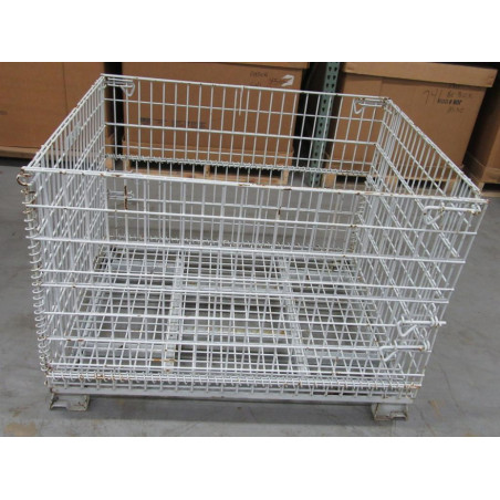 48" x 40" x 30-12" White Wire Folding Container Bin Gaylord (Pack of 3 ...