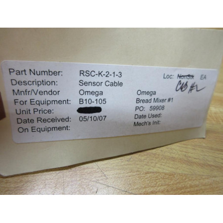 Omega RSC-K-2-1-3 Retractable Sensor Cable RSCK213 - New No Box