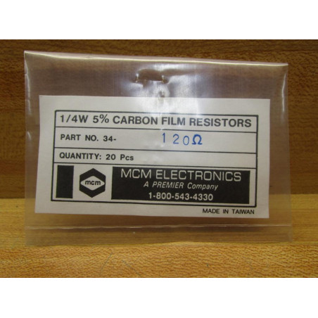 MCM Electronics 34-120 Carbon Film Resistor 34-120Ω (Pack of 45)