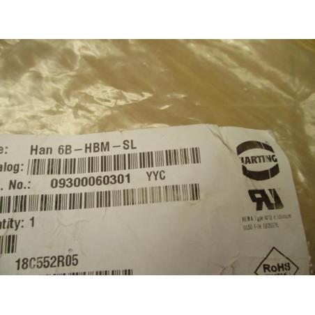 Harting 09300060301 Base Panel 1 Lever HAN6B-HBM-SL