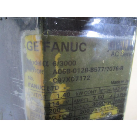 GE Fanuc A06B-1028-B5777076-R AC Servo Motor a 63000 - Used