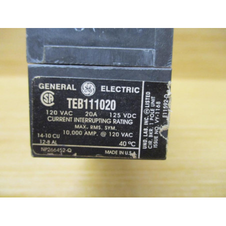 General Electric TEB111020WL 20A Circuit Breaker TEB111020 - New No Box