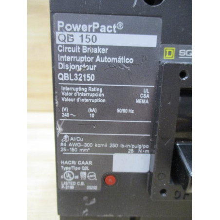 Square D QBL32150 Power Pact 150A Circuit Breaker - Used