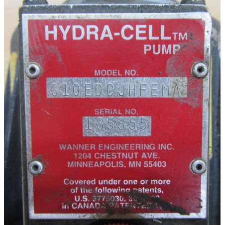 Hydra-Cell G10EDCJHFEMA Pump Warner Engineering - Used