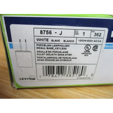 Leviton 8756-J Lamp Holder 8756J