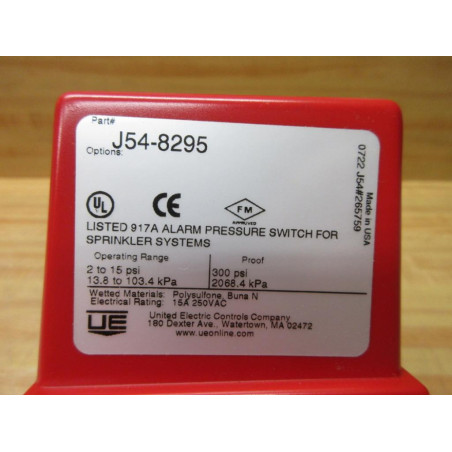 United Electric Controls J54-8295 Pressure Switch J548295 - New No Box