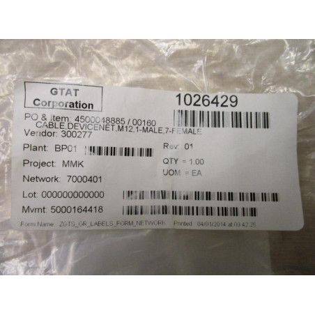 GTAT 1026429 Devicenet Cable
