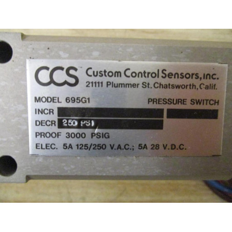 CCS 695G1 Dual Snap Pressure Gauge Switch - Used