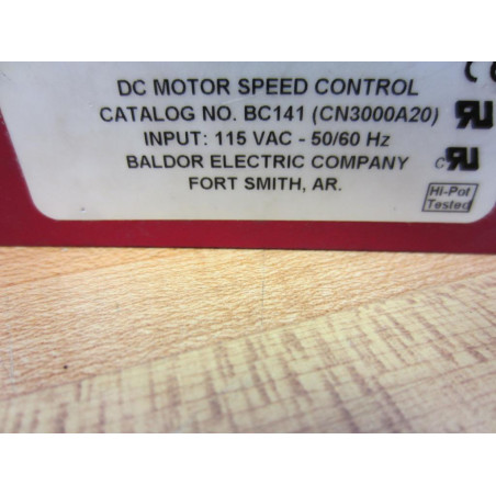 Baldor Electric BC141 DC Motor Speed Control CN3000A20 - Used