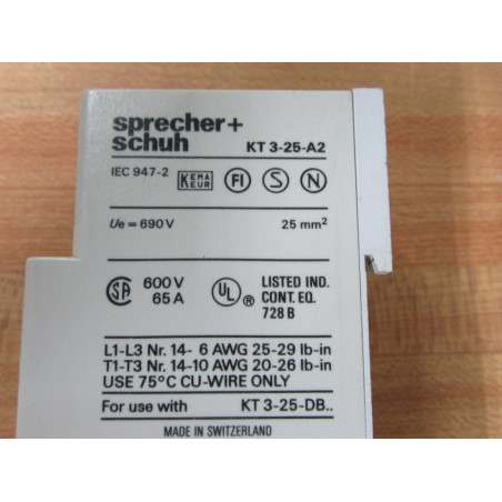 Sprecher + Schuh KT 3-25-A2 Motor Circuit Controller KT325A2 (Pack of 2 ...
