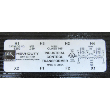 SolaHevi Duty E250 Industrial Control Transformer WShields - New No Box