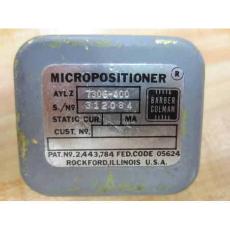 Barber Colman 7306-400 AYLZ Micropositioner Relay 7306400 - Used
