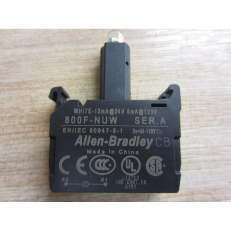Allen Bradley 800F-NUW White LED Pilot Light 800FNUW 8mA - New No Box