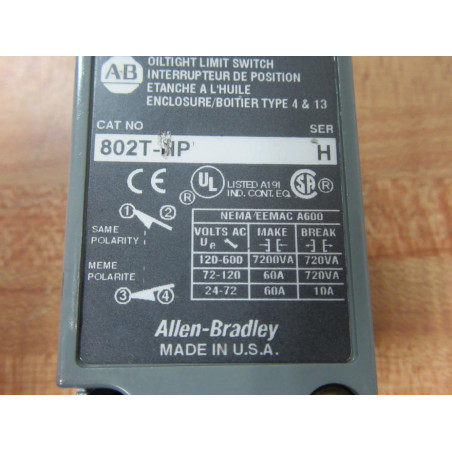 Allen Bradley 802T-HP Limit Switch 802THP Body Only