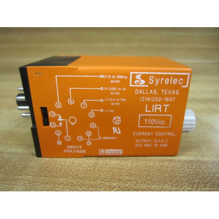 Syrelec LIRT-110 Current Relay LIRT110 LIRT-110VAC - New No Box