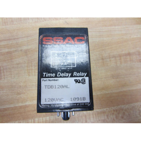SSAC TDB120AL Time Delay Relay Digi-Set 120VAC 1-1023 SEC 10A - Used