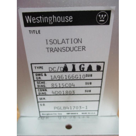 Westinghouse DCDC Isolation Transducer 1A96166G10 - New No Box