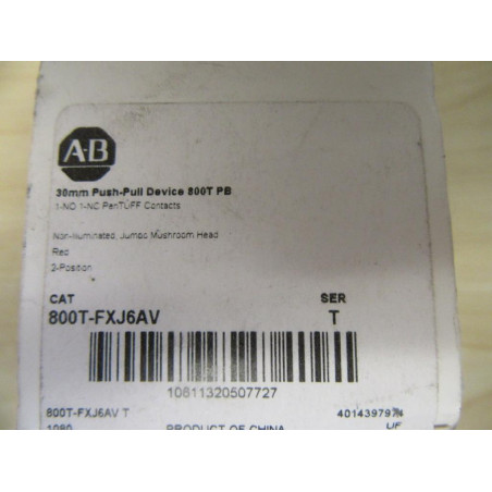 Allen Bradley 800T-FXJ6AV Push Pull Switch
