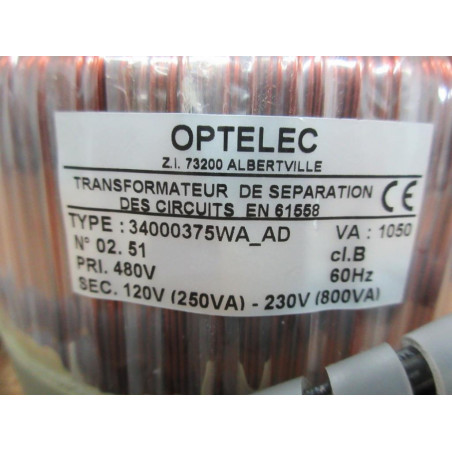 Optelec 34000375WA_AD Isolating Transformer 34000375WAAD - Used
