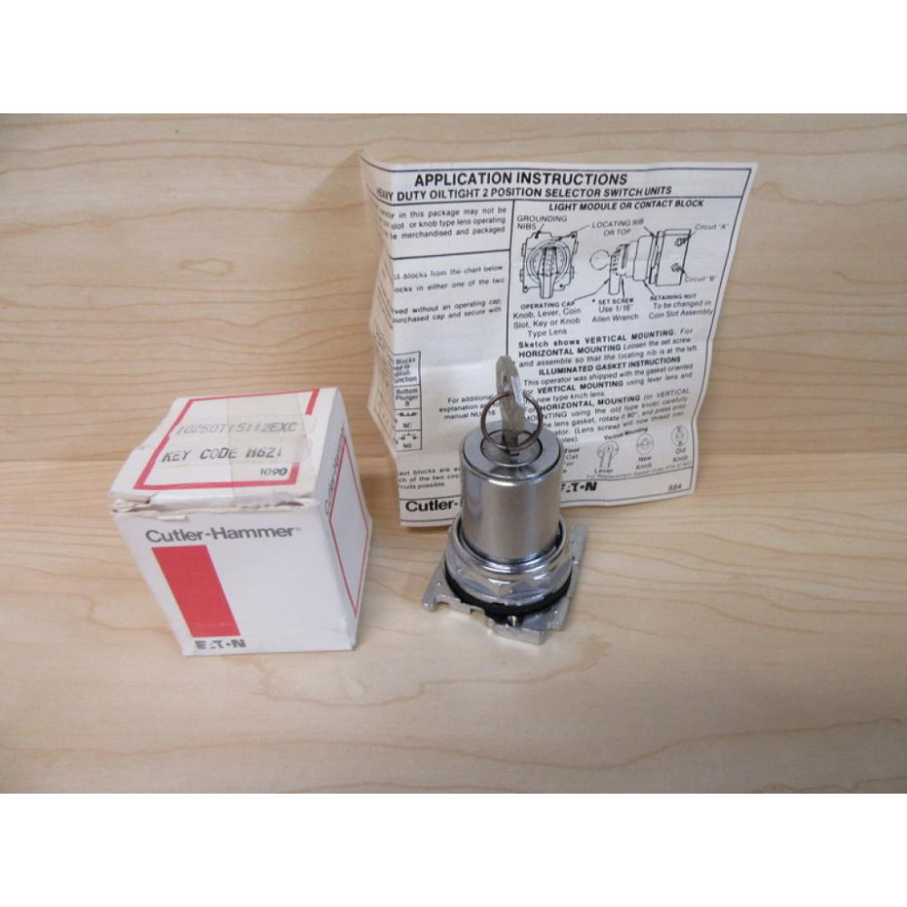 Cutler Hammer 10250T15112EXC Selector Switch With Key WKey Code H621