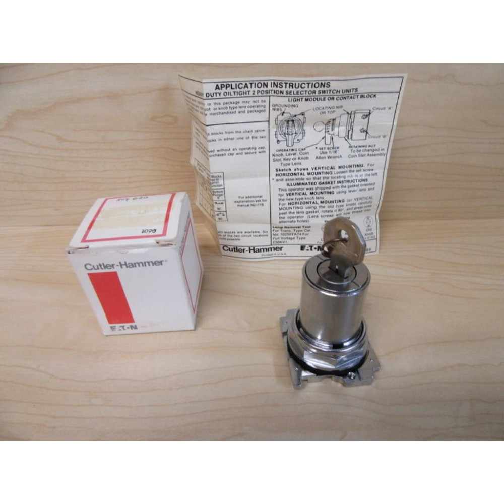 Cutler Hammer 10250T15112EXC Selector Switch With Key WKey Code 620