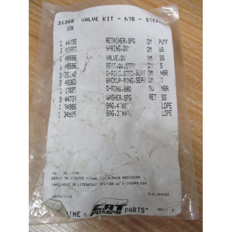 Cat Pumps 31360 Valve Kit